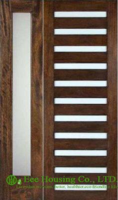 China Prehung solid Timber Entry door with frosted glass, PU painted for sale