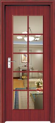 China Solid Core Interior PVC Wood Doors From China Manufacturing, with clear tempered glass for sale
