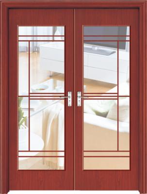 China Solid Core Interior PVC Wood Doors From China Manufacturing, with clear tempered glass for sale