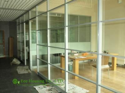 China Aluminum Frame Fixed Glass Partition, Powder Coating Finished for sale