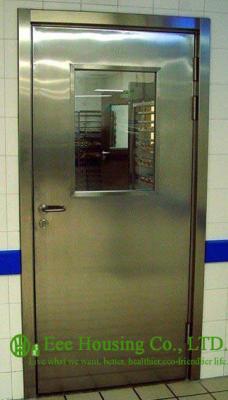 China Single-leaf Stainless Steel Fire Resistant Security Glass Door In Satin Finish for sale
