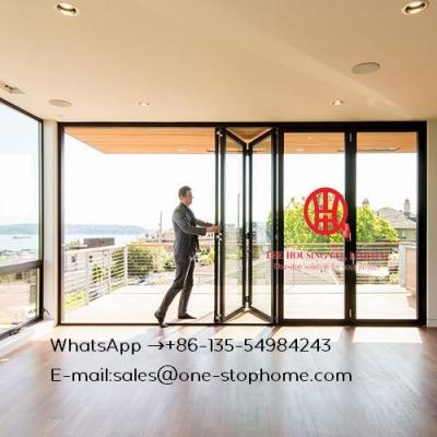 China Sound Reduction aluminum bi-folding door,Exterior Accordion Customised for sale
