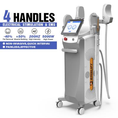 Cina Advanced EMS Body Sculpting Machine 4 Maniglia Sistema di raffreddamento dell'aria di potenza 5000W Trasformazione del corpo in vendita