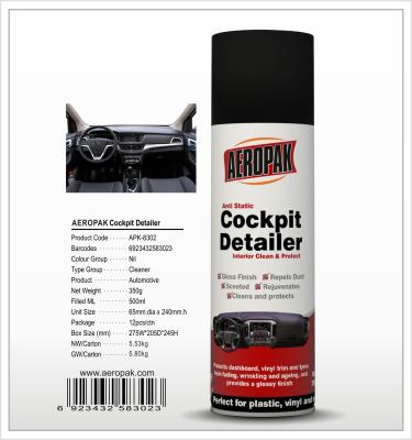 China AEROPAK 500ML aerosol spray can Anti Static Cockpit Detailer for sale