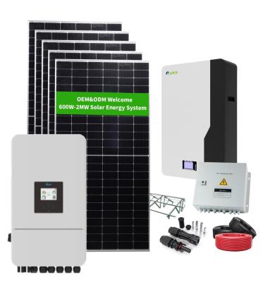 China Solar System Equipment Wholesale 8KW Hybrid Off Grid/On Grid with Lithium Battery Complete Kit for Full House for sale