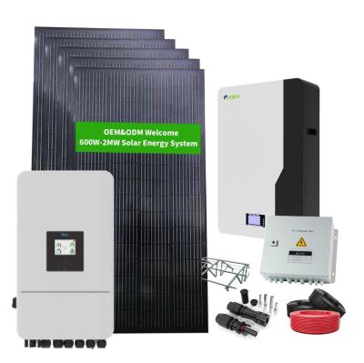 China Hot Sale EU Home Use 12000W Solar Panels Complete Kits 12KW 20KVA Hybrid Solar Power Energy System with Battery for sale