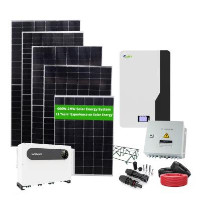 China Half Cut Panels Complete Set Hybrid Solar Power Inverter 8kw on off Grid Solar Panel System Back up Battery for sale