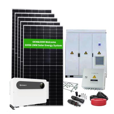 China Customized 100KVA 200KW 300 KW 500KW 1MW 2MW Hybrid Solar Energy System On-grid 100KW on Grid Solar System for sale