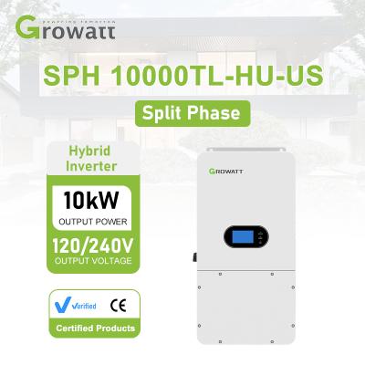 China In Stock Growatt Sph 10000tl-hu-us Split Phase 120v 240v 8-12Kw 3 phase Hybrid Inverter for sale