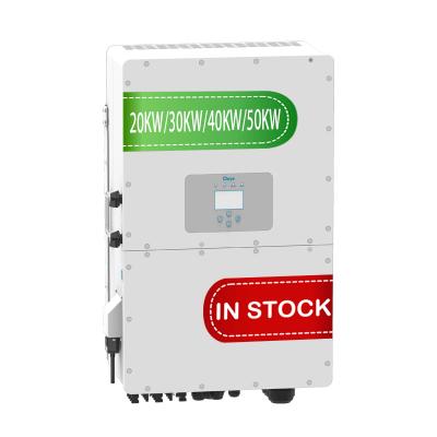China Hot Sale in Ukraine Deye 3 Phase 20KW 30KW 40KW 50KW SUN-30/35/40/50K-SG01HP3 Hybrid Solar Inverter with Wifi Module for sale