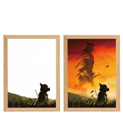China Customized Printing Wooden Frame Monkey King Night Light for Home Office Picture Frames for sale