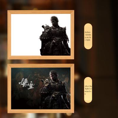 China Customized Printing Wooden Frame Monkey King Night Light for Home Office Picture Frames for sale
