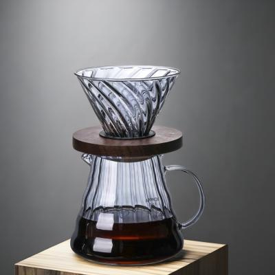 China Adults' Portable Cappuccino Coffee Dripper Set with Wooden Stand and Glass Funnel for sale