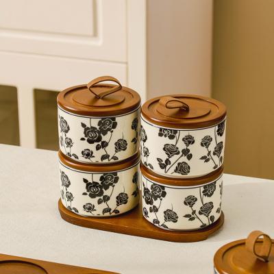 China Vintage Inspired Ceramic Jar for Microwavable Food and Sealed Jewelry in American Style for sale