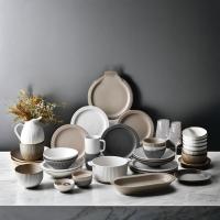 China 1 Person Quantity Matte Glazed Ceramic Dinnerware Set with Relief Pattern in BAMBOO for sale