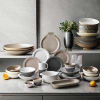 China 1 Person Quantity Matte Glazed Ceramic Dinnerware Set with Relief Pattern in BAMBOO for sale