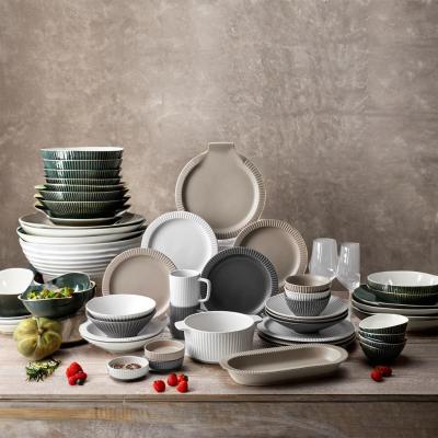 Modern Relief Design BAMBOO Luxury Nordic Ceramic Tableware for Hotel Restaurant Home
