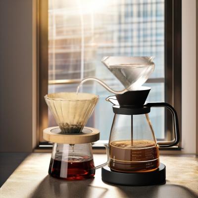 China Kitchen Modern Design Borosilicate Glass Coffee Maker Set with Permanent Drip Filter for sale