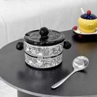 China Rotundity Ceramic Tea Coffee Candy Container with Classical Design and Microwavable for sale