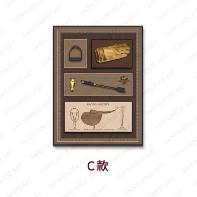 China Modern Retro Still Life Pattern Equestrian Mural Creative Building Blocks Wall Decor for sale