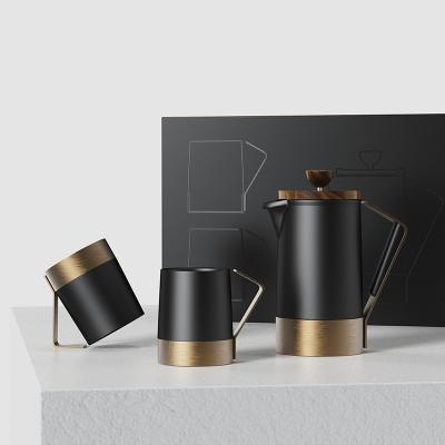 DHPO Deluxe Ceramic French Press with Comfortable Handle Stainless Steel Coffee Maker