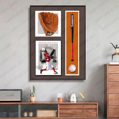 Stylische Galerie Wand Sets Postmoderne 3D Baseball Wand Hängen für modernes Wohnzimmer