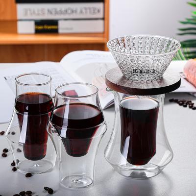 Cina Sostenibile doppia parete vetro trasparente perfetto goccia a mano gocciolante set per tazze da ufficio in vendita