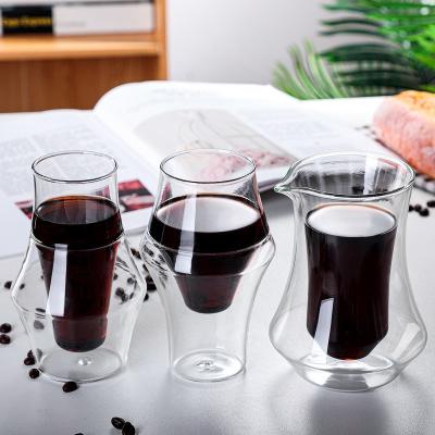 Cina Sostenibile doppia parete vetro trasparente perfetto goccia a mano gocciolante set per tazze da ufficio in vendita