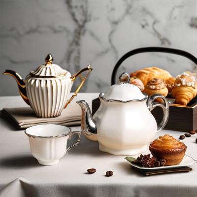 China Europe Design Style End Ceramic Afternoon Tea Water Set with Gold Rim and Crossover Cup for sale