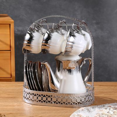China Europe Design Style End Ceramic Afternoon Tea Water Set with Gold Rim and Crossover Cup for sale