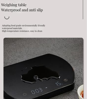 China 3000g Drip Coffee Scale 0.1g Electronic Coffee Weighing Scale with Tare and Timer Unit for sale