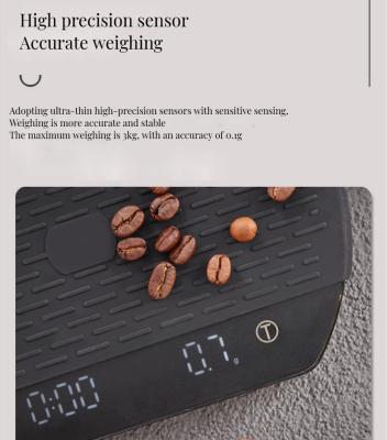 China 3000g Drip Coffee Scale 0.1g Electronic Coffee Weighing Scale with Tare and Timer Unit for sale