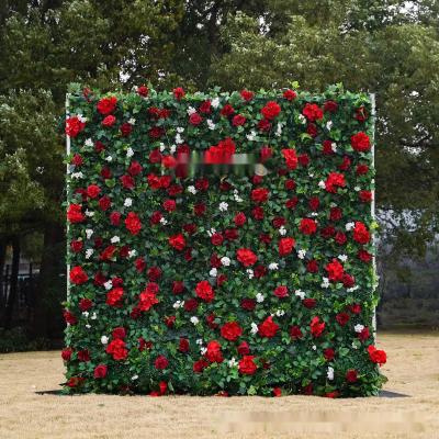 Cina Aggiungi eleganza ai tuoi eventi con un muro di fiori in tessuto 3D di 8 piedi e piante verdi artificiali in vendita