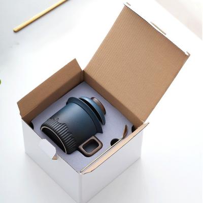 China Wooden Handle Gradient Glaze Ceramic Cup for Japanese Traditional Style Coffee Tea Espresso Milk Gift Box Set Home for sale