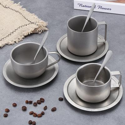Cina Logo personalizzato Acceptabile Tazza da caffè in acciaio inossidabile ceramica 304 Set con vassoio e cucchiaio in vendita