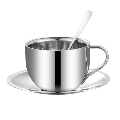 Cina Logo personalizzato Acceptabile Tazza da caffè in acciaio inossidabile ceramica 304 Set con vassoio e cucchiaio in vendita
