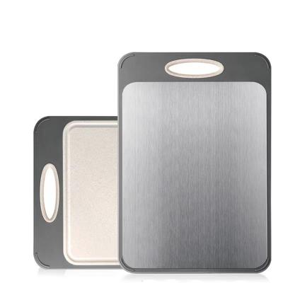 China 304 Stainless Steel Chopping Board with Anti-Slip Design and Sturdy Plastic Frame for sale