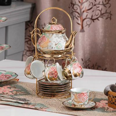 China Ceramic Porcelain Coffee Cup Set Modern Luxury Design with Gold Rim and Iron Handle T16 for sale