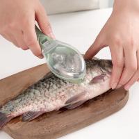 China Logo Customized Kitchen Small Tools Fish Scale Removal Tool with Lid Scraper and Brush for sale