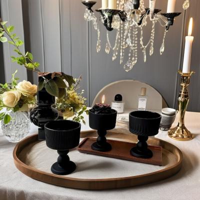 China Home Decor Vintage Black Frosted Glass Cup with 1 Color Print and French Inspiration for sale