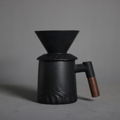 China Modern Design Matte Zwarte Keramische Koffifilter Drupper Set voor Home Restaurant Hotel Te koop