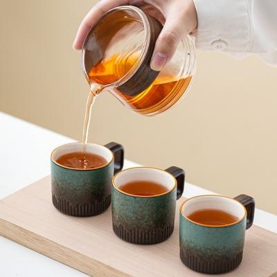 Cina Country Design Tazza in ceramica da 50 ml con presa in legno e cucchiaio per viaggi all'aria aperta duraturi in vendita