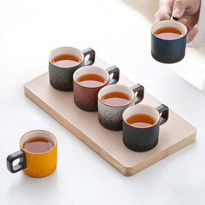 Cina Country Design Tazza in ceramica da 50 ml con presa in legno e cucchiaio per viaggi all'aria aperta duraturi in vendita