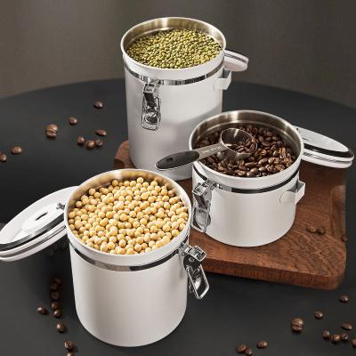 China Cozinha ou acampamento 1500ml Recipiente de grãos de café de plástico de aço inoxidável com logotipo personalizado à venda