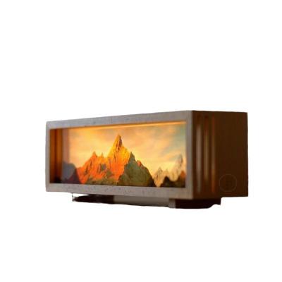 China Modern Sun Golden Mountain Rechargeable Night Light Digital Printed Snow Mountain Desktop Canvas Lamp 1 Color for sale
