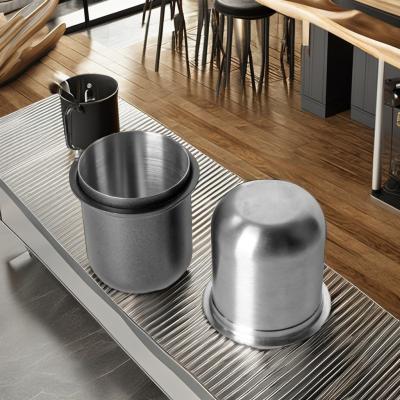China Modern Carved Stainless Steel Coffee Dosing Cup for Hands-Free Powder Dispensing for sale