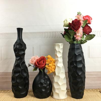 China Modern 16-Inch Slim Ceramic Stoneware Flower Vase White Gray Matte Ideal for Home Decor for sale