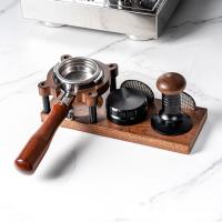 China Foam Milk Function Elegant Solid Wood Coffee and Tea Tool Stand with Tamping Station for sale