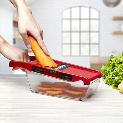 China Home Kitchen Tool 16 Function Bamboo and Plastic Salad Slicer Manual Vegetable Chopper Dicer for sale