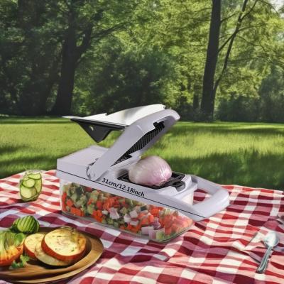 China 2024 Top-Rated 22-in-1 Multi-Functional Bamboo Stainless Steel Food Cutter Handheld Vegetable Fruit Prep Set PP Tool for sale